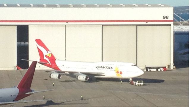 Qantas' Olympic Games boxing kangaroo Boeing 747 - Executive Traveller